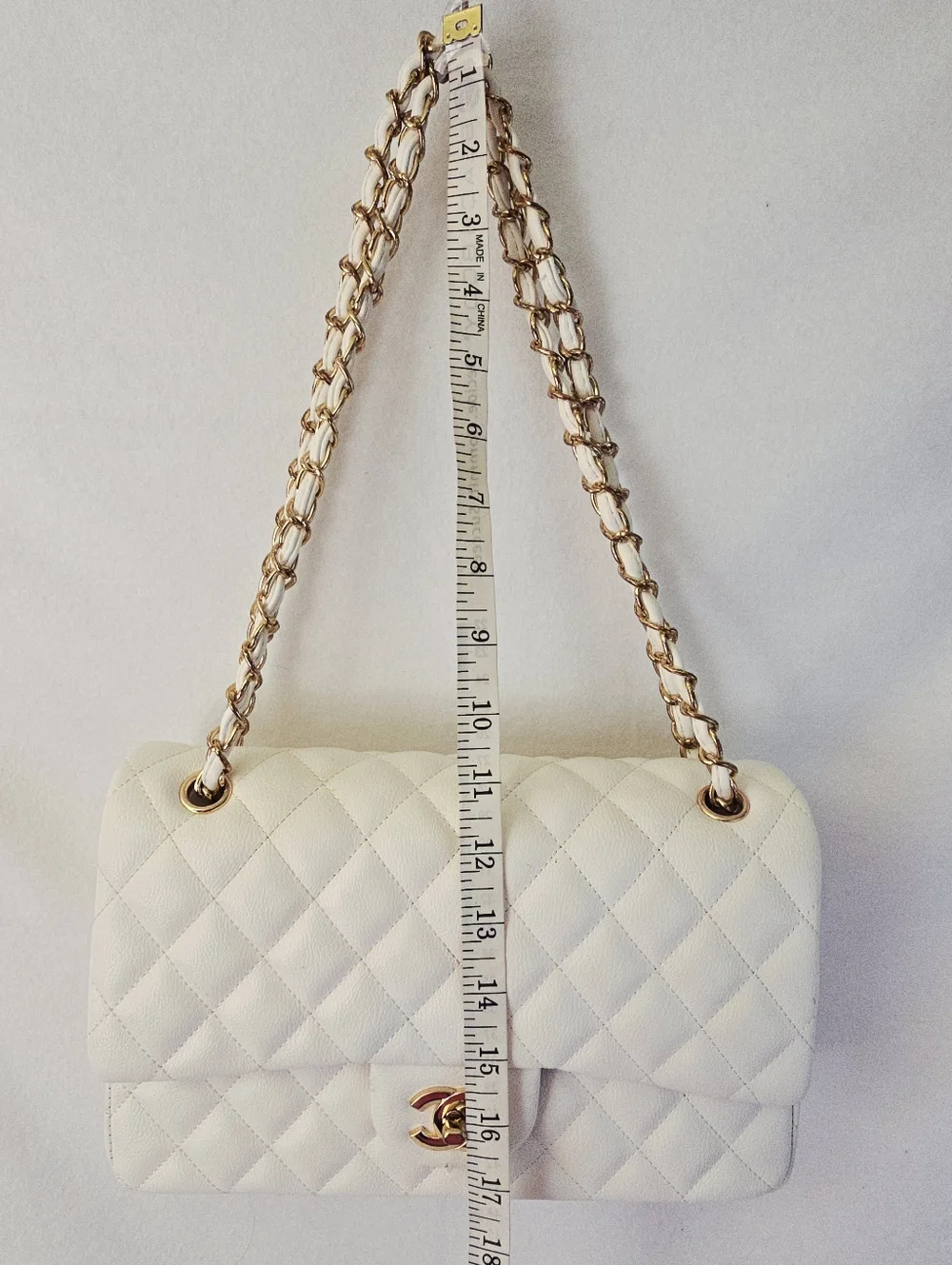 Fashion Fun | Bags | Faux Womens Classic White Quilted Shoulder Adjust ...